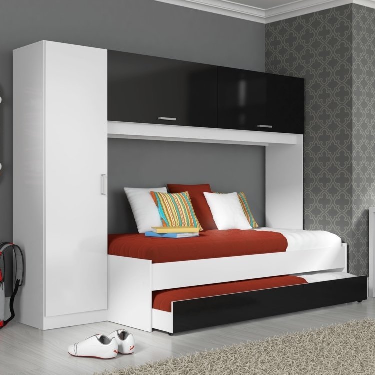 Guarda Roupa Solteiro com Cama e Auxiliar Embutida Multimóveis Branco ...